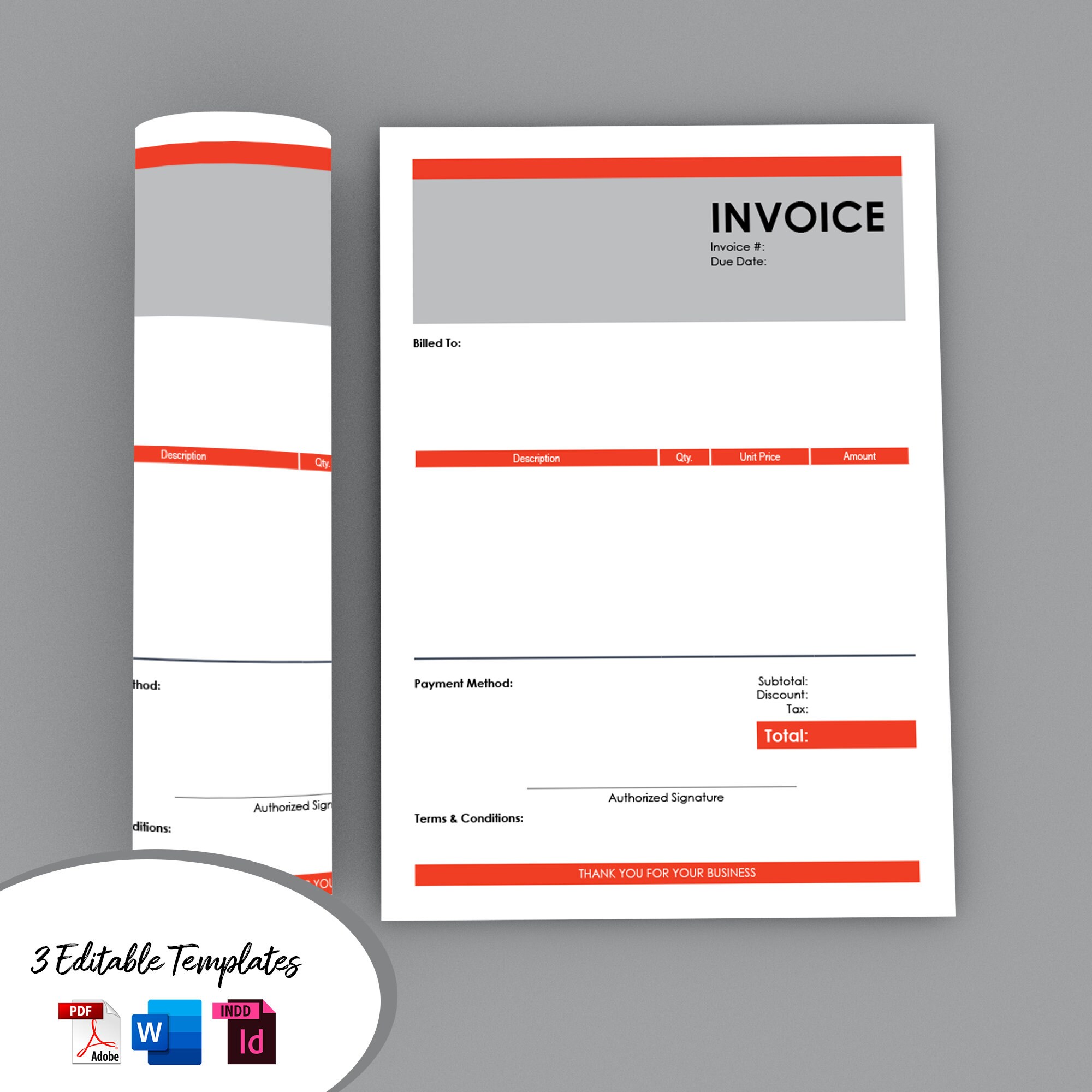 Professional Invoice Form - Instant Download Editable Billing Form ...