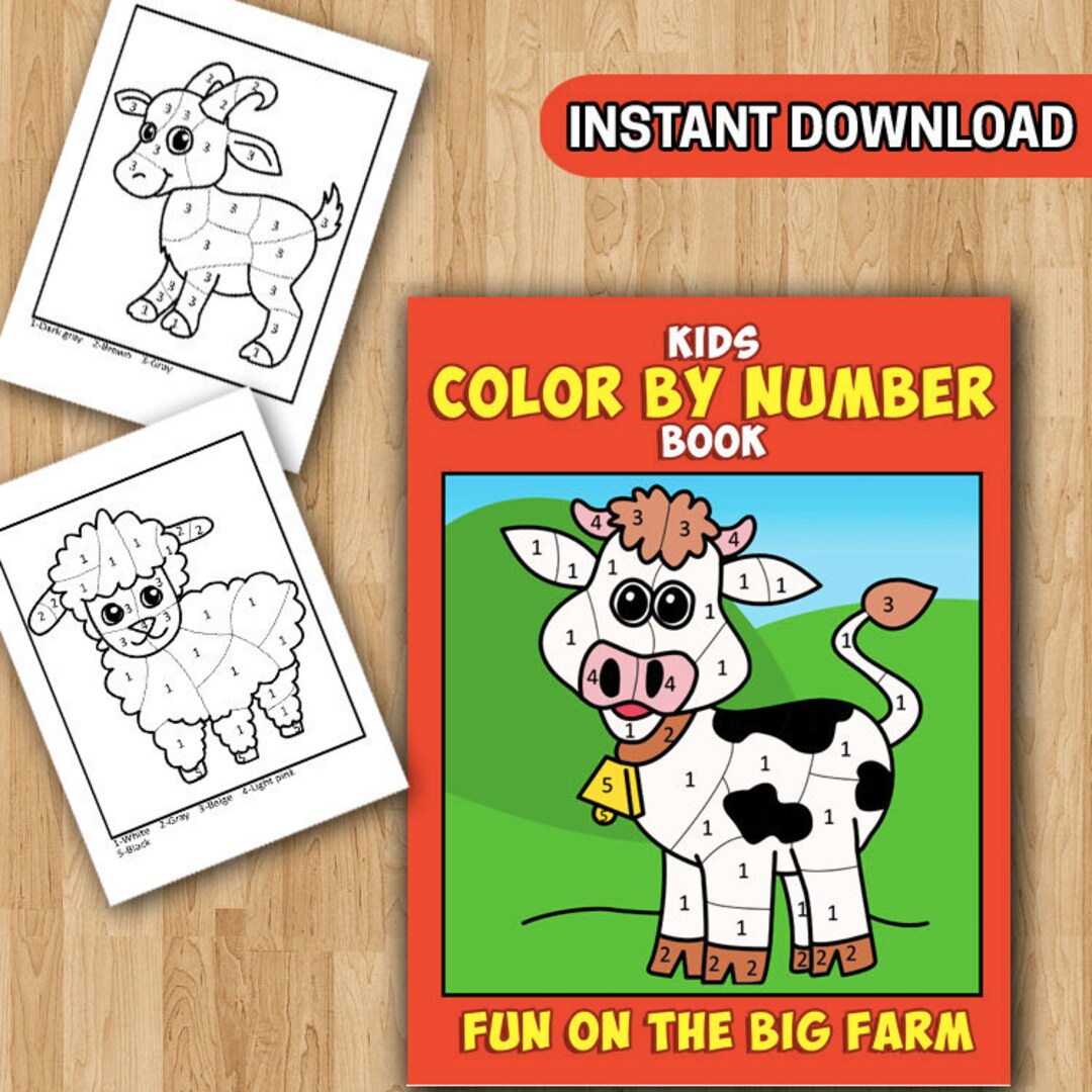 Kids Color by Number Book: Fun on the Big Farm A Super Cute Country ...