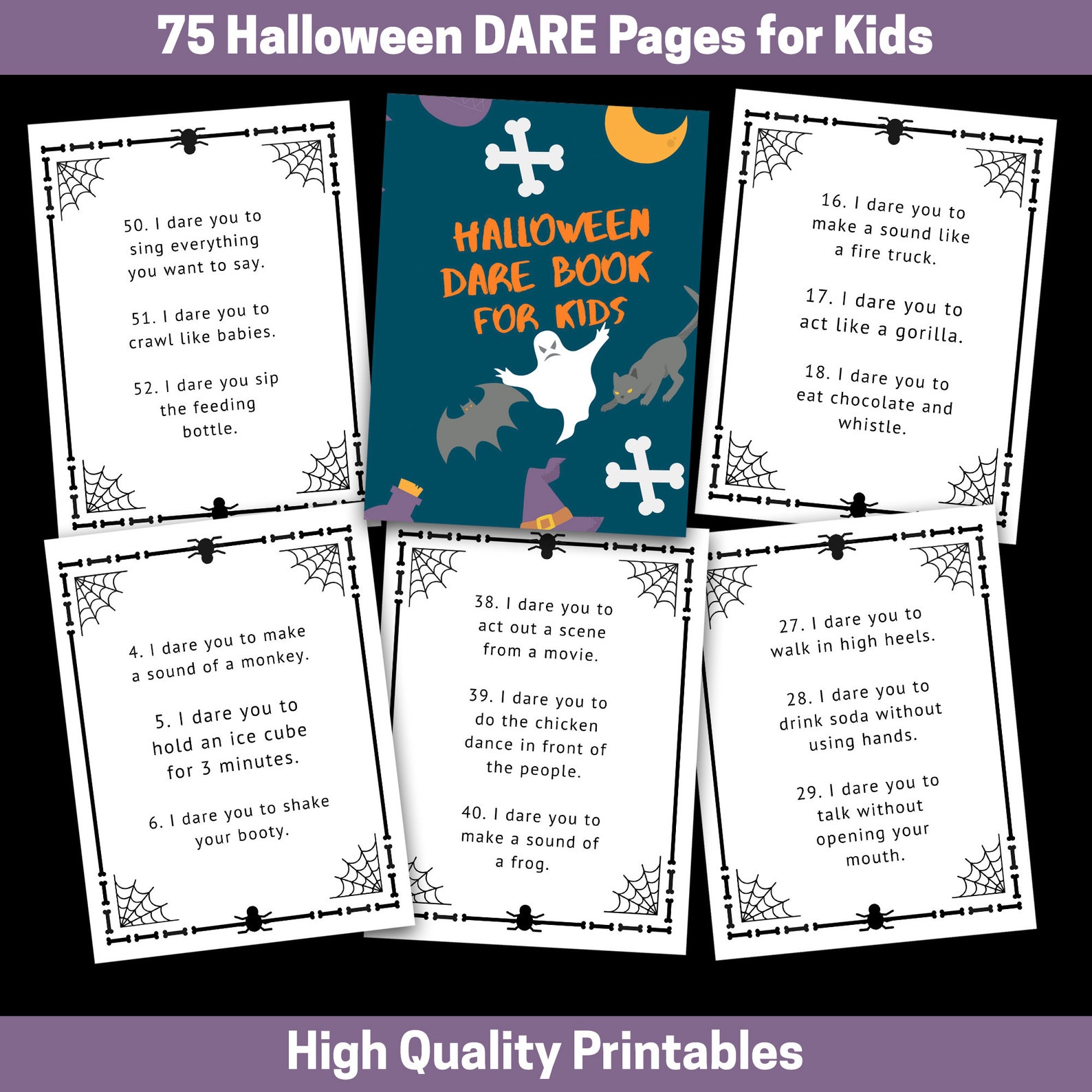 BEST VALUE 75 Halloween Dares Pages for Kids - Etsy