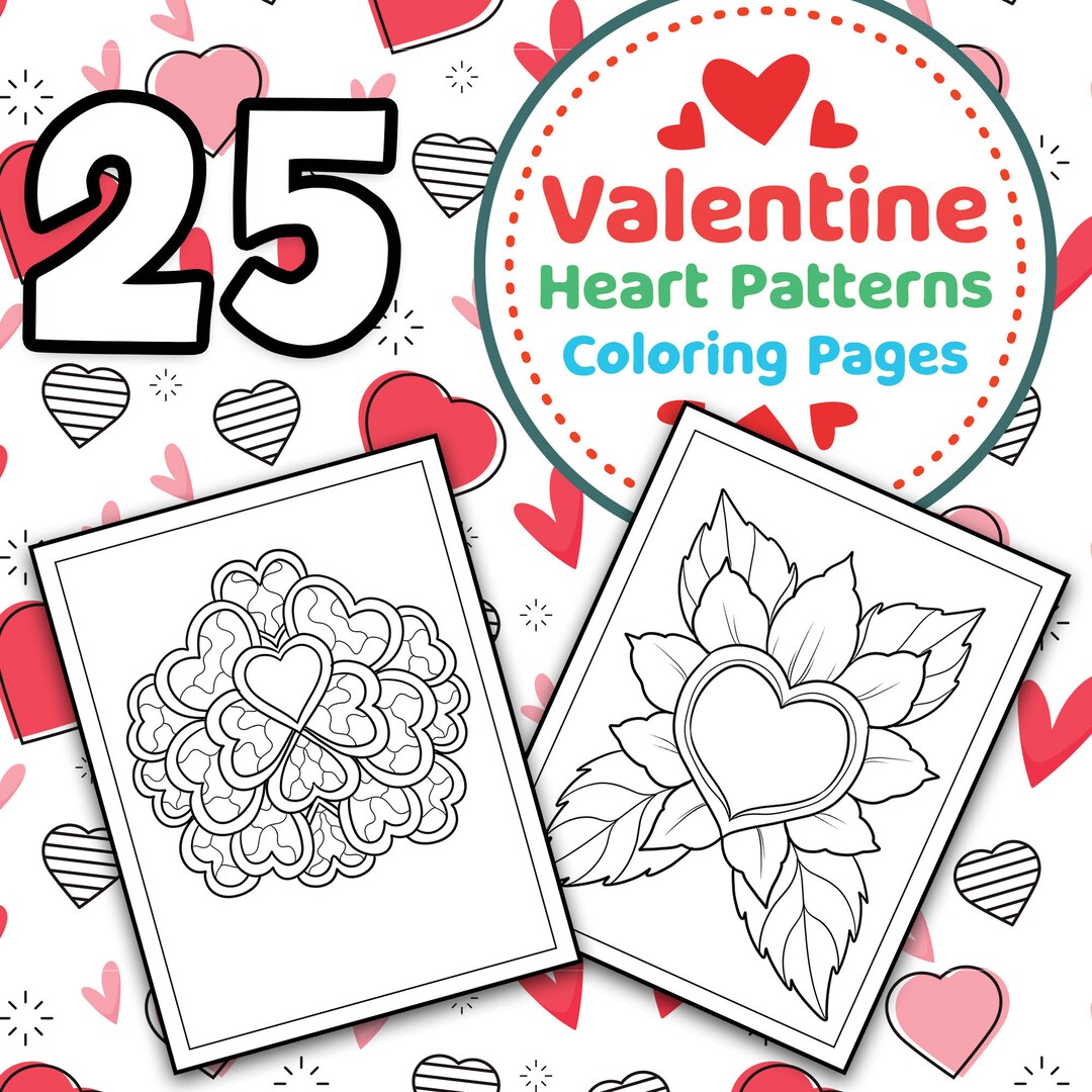 BEST VALUE 25 Valentine Heart Patterns Coloring Book - Instant Download ...