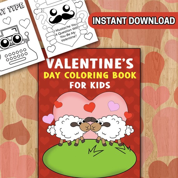 Valentine's Day Coloring Cards Coloring Book for Kids | Etsy