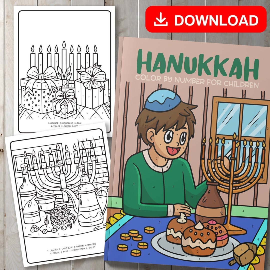 BEST VALUE Hanukkah Color by Number for Children - Instant Download ...
