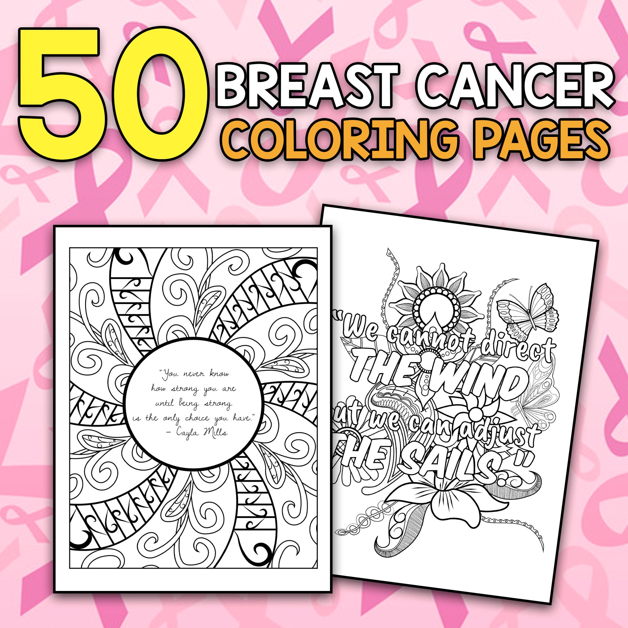 BEST VALUE 50 Breast Cancer Coloring Pages Instant Download You Arent ...