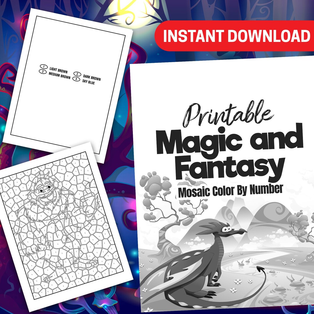 BEST VALUE 6 Printable Magic and Fantasy Mosaic Color by Number ...
