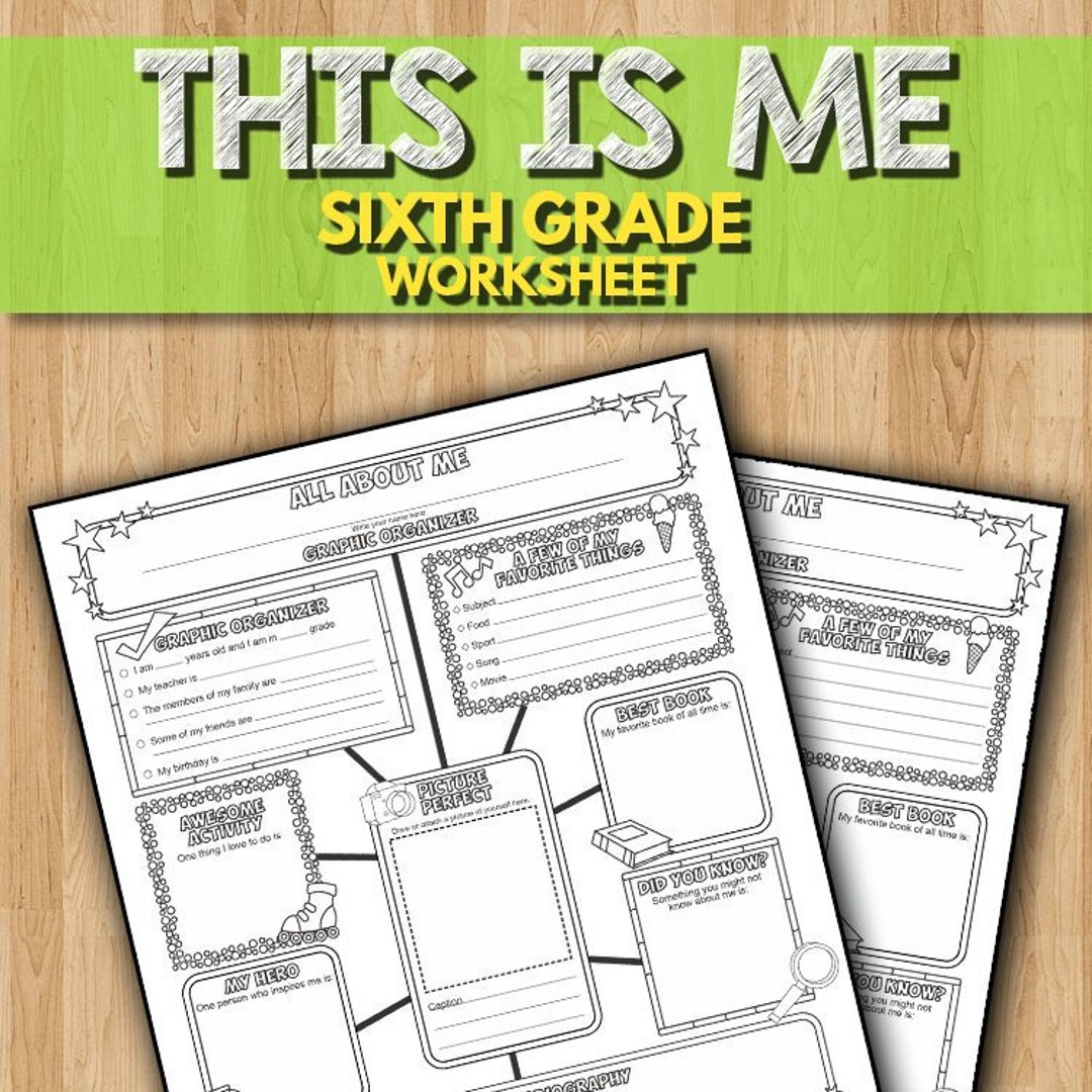 This is Me Sixth Grade Printable Worksheet Personal Poster Sets for ...