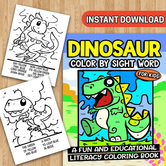 BEST VALUE 25 Dinosaur Color by Sight Word for Kids Coloring | Etsy