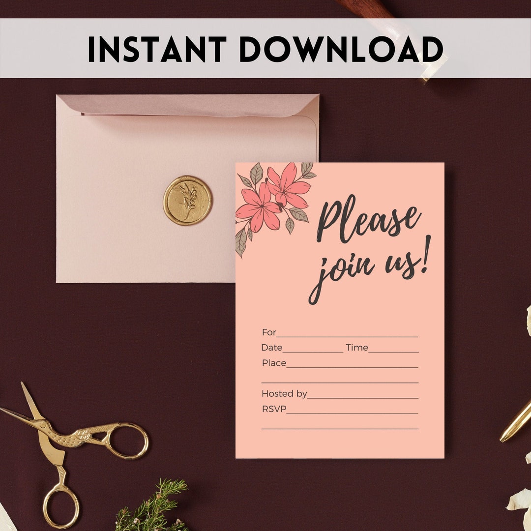 Printable Fill in Invitation Please Join Us Invitation Fill - Etsy