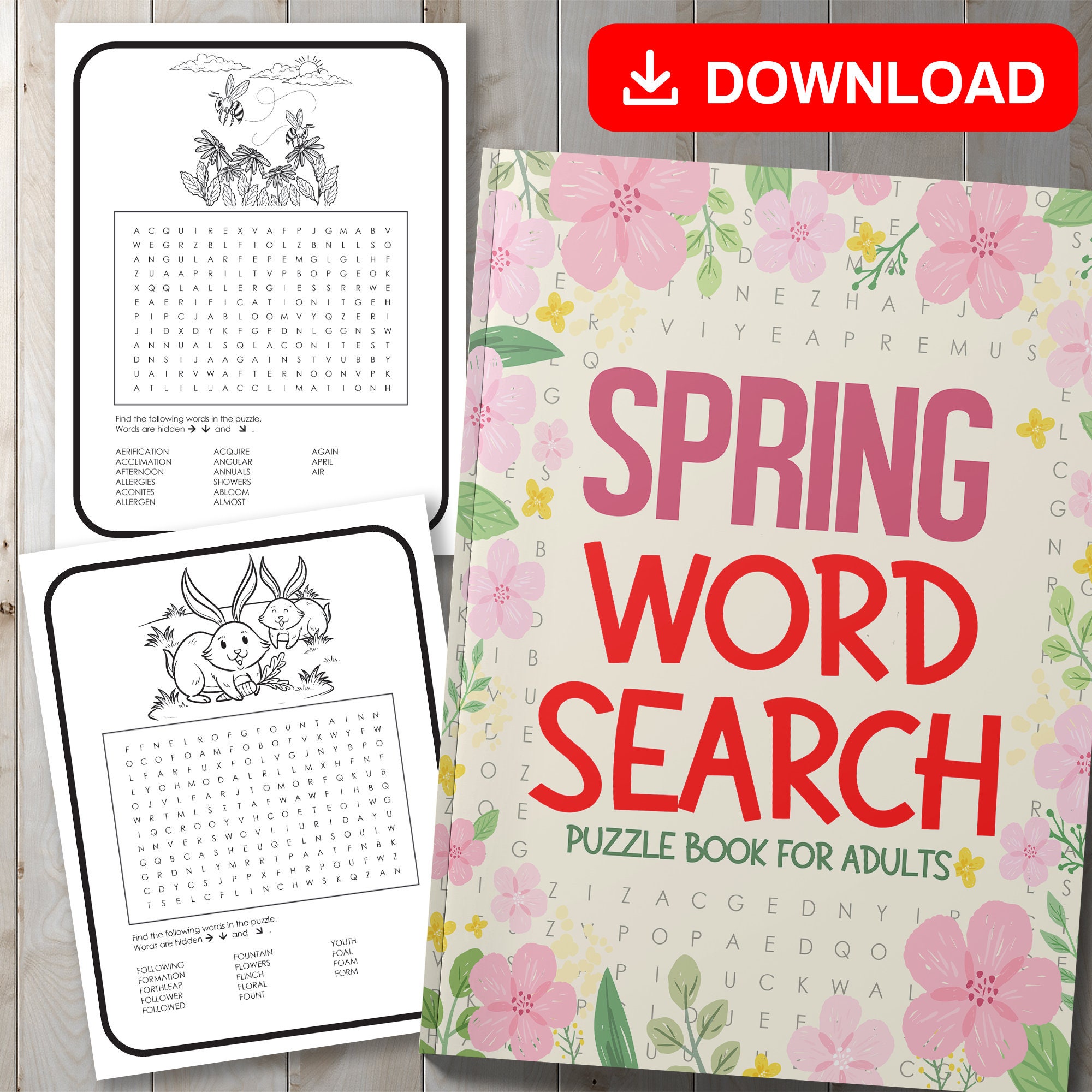 BEST VALUE Spring Word Search Puzzle Book for Adults Instant Download ...