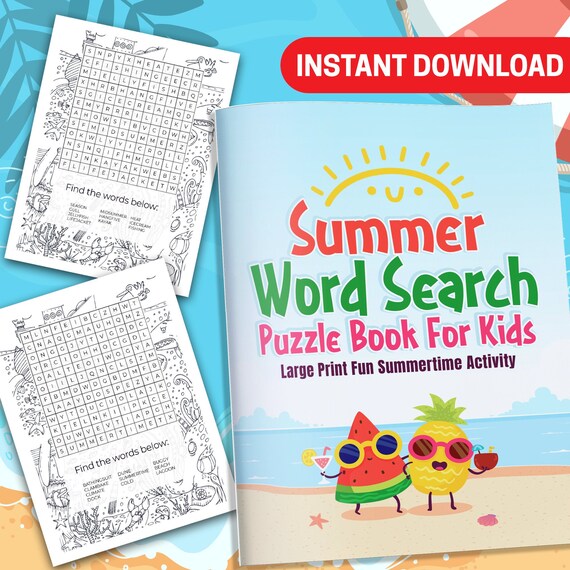 BEST VALUE Summer Word Search Puzzle Book For Kids Instant | Etsy