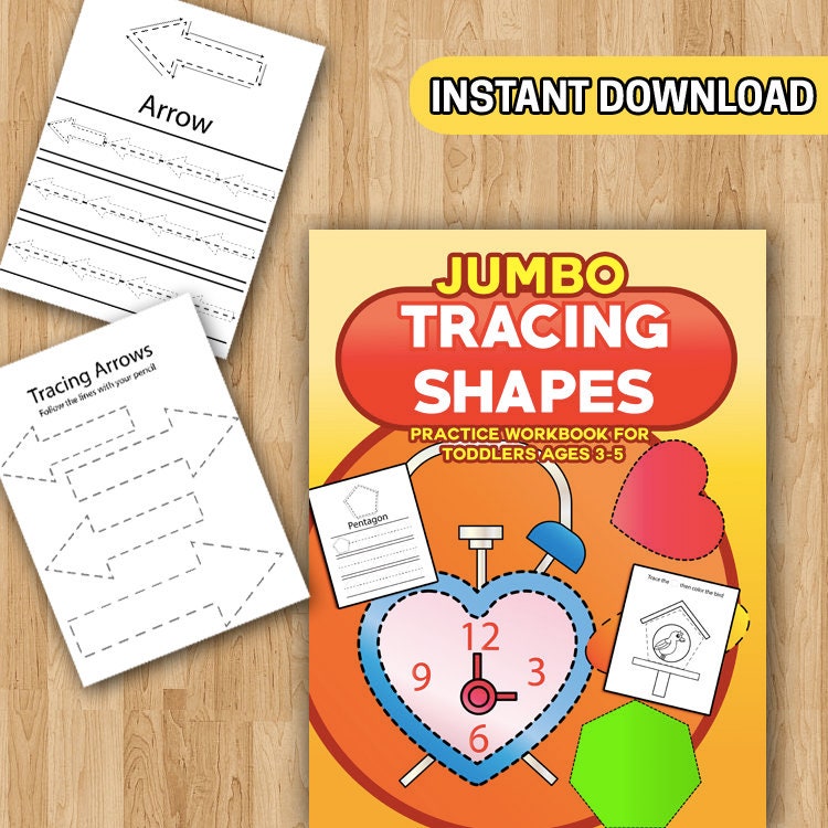 Jumbo Tracing Shapes Practice Workbook for Preschoolers Ages 3-5 Trace ...