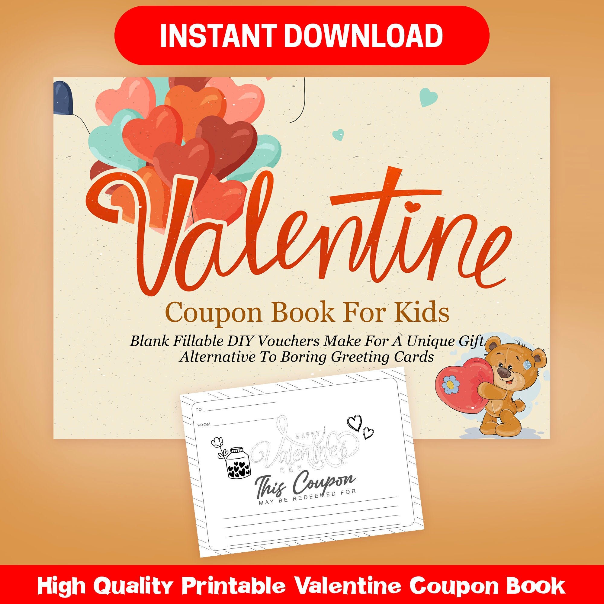 BEST VALUE 30 Valentine Coupon Book For Kids Instant | Etsy