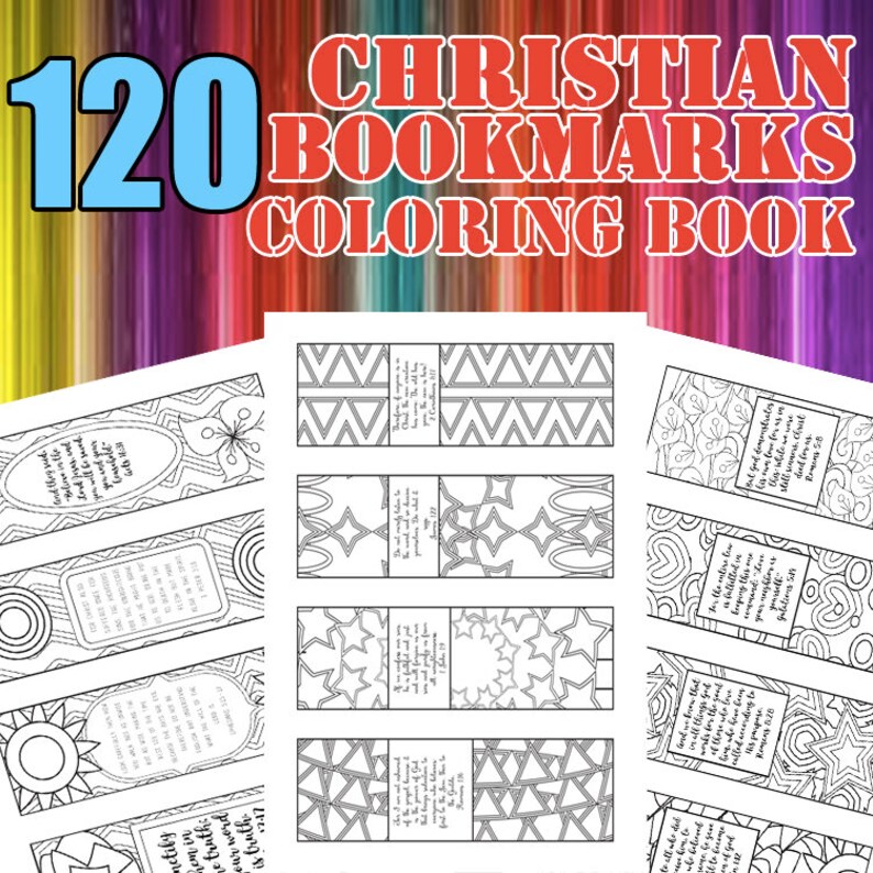 120 Christian Bookmarks Coloring Pages - Instant Download Coloring Book ...