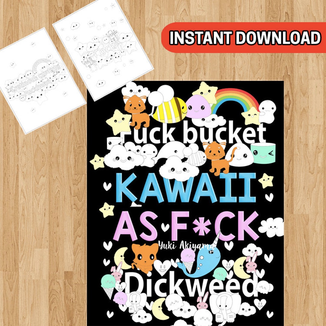 SWEAR WORD Coloring Book 30 Kawaii Curse Word Coloring Pages BLACK ...