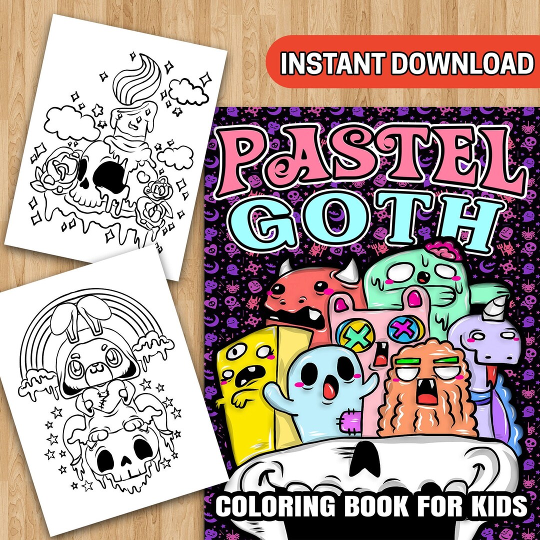 BEST VALUE Pastel Goth Coloring Book - Instant Download Cute and Dark ...