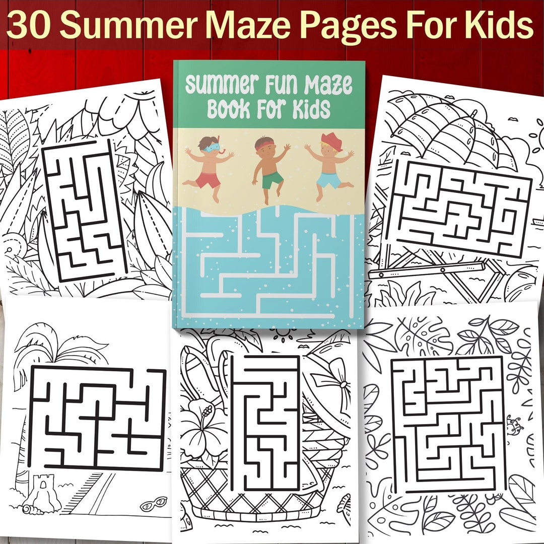BEST VALUE Summer Fun Maze Book for Kids - Instant Download Challenging ...