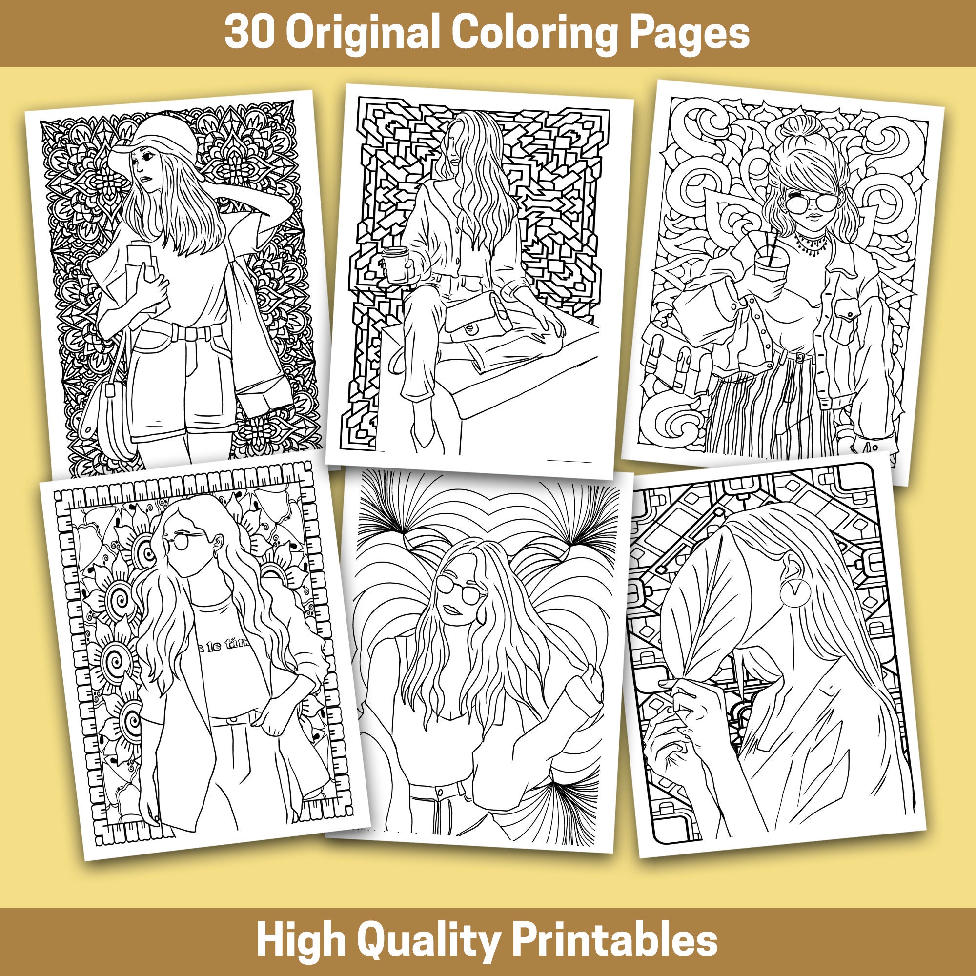 BEST VALUE Y2K Fashion Aesthetic Coloring Book - Instant Download Large ...