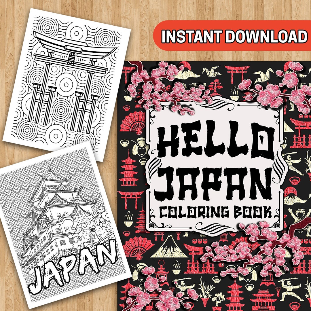 BEST VALUE! Hello Japan Coloring Book - Instant Download Stress ...