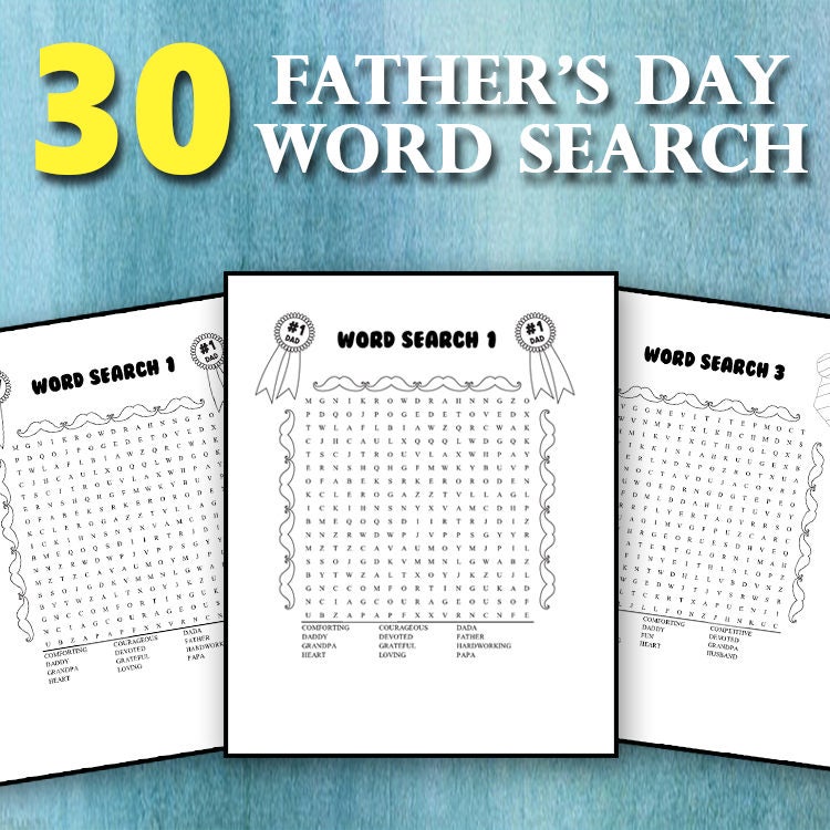 30 Father's Day Word Search Puzzles Instant Download - Etsy