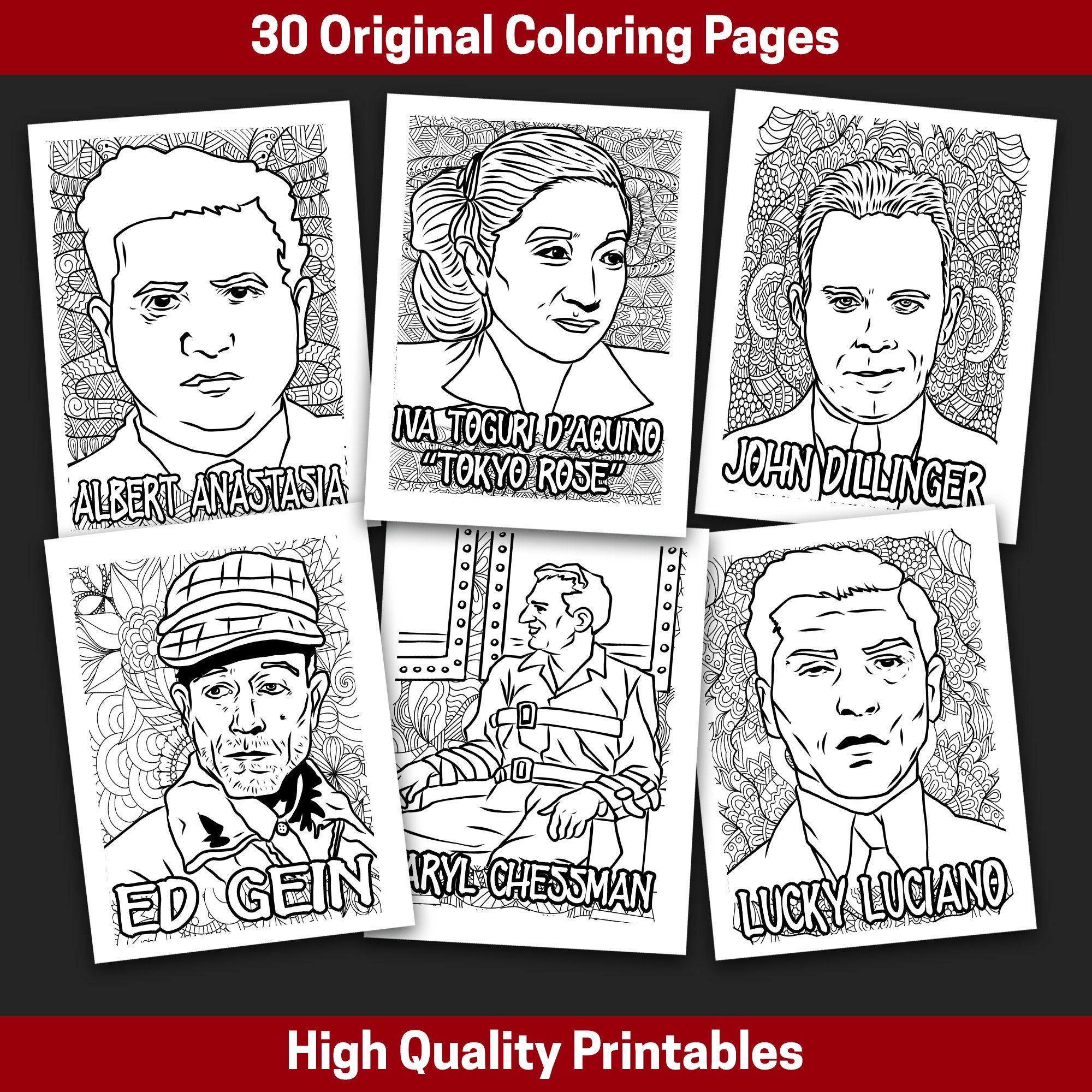 BEST VALUE Scary Serial Killers Adult Coloring Book - Instant Download ...