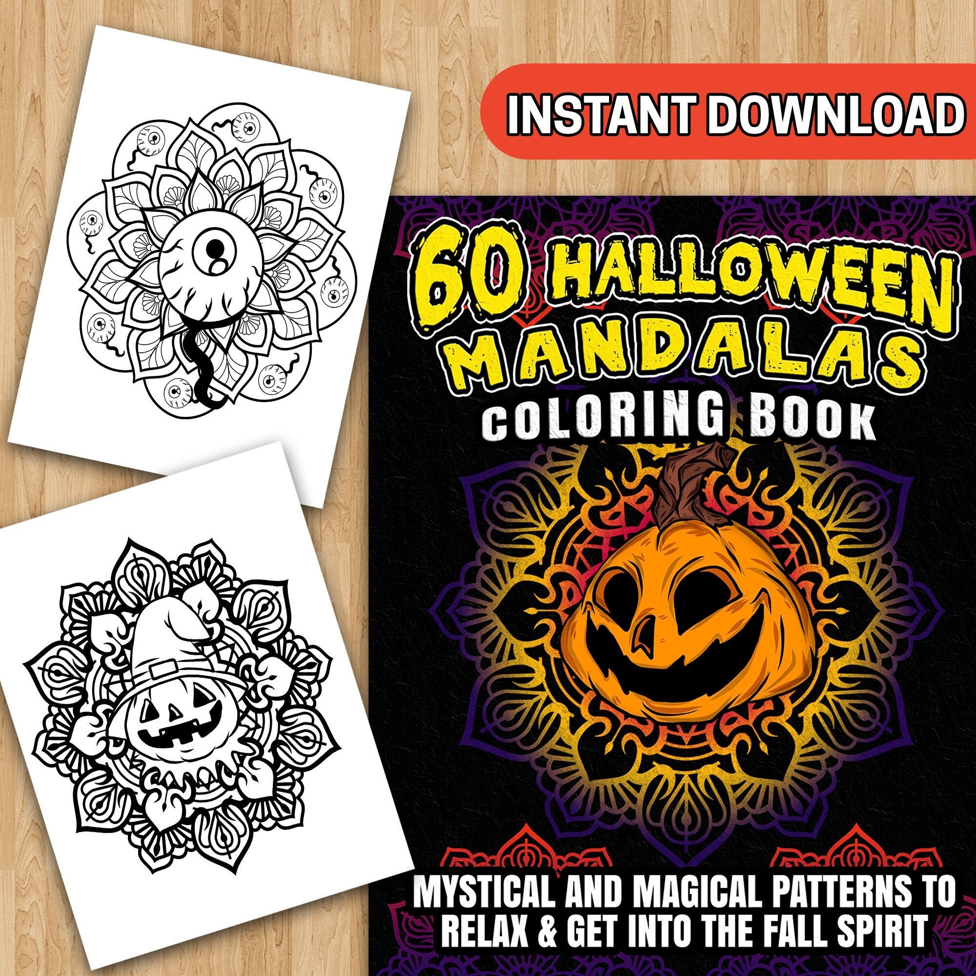 BEST VALUE 60 Halloween Mandala Coloring Pages Instant Download Undead ...