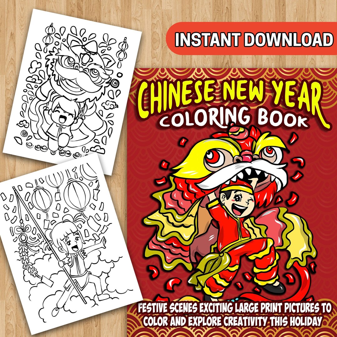 BEST VALUE 25 Chinese New Year Coloring Book - Instant Download Festive ...