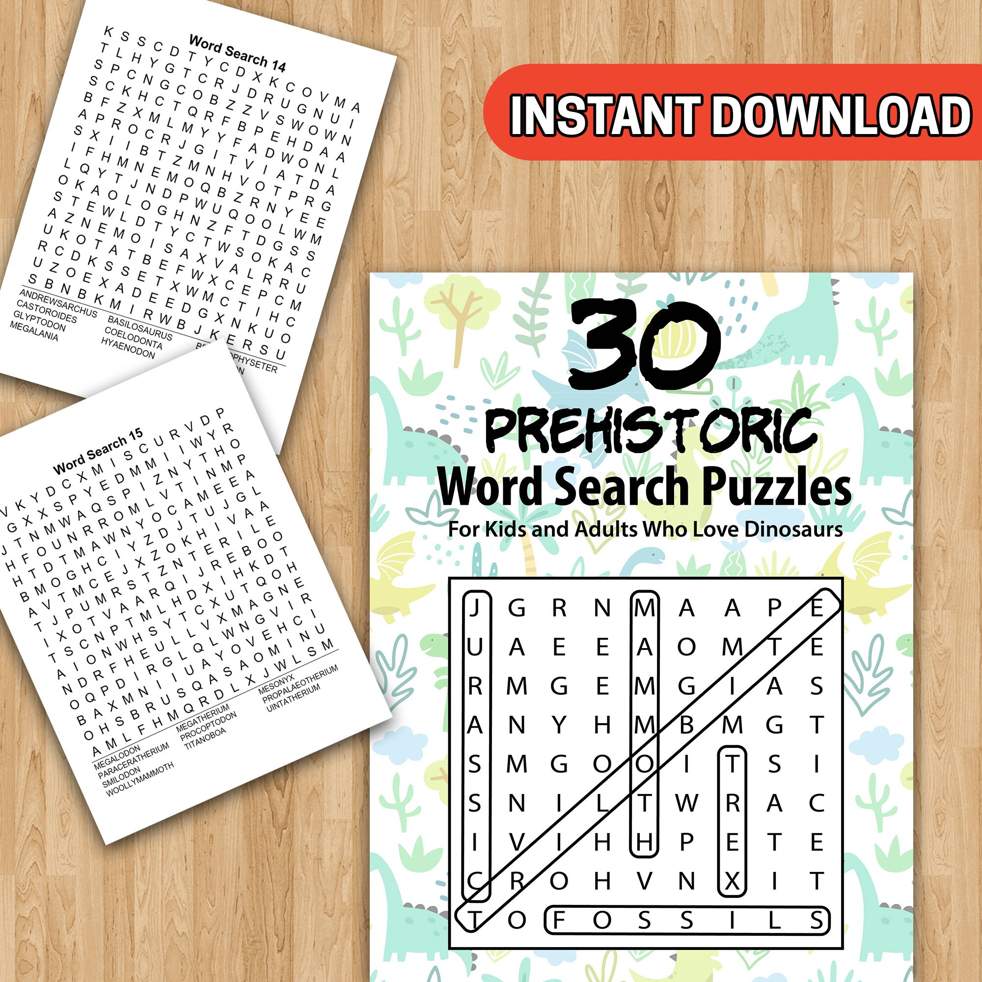 BEST VALUE 30 Prehistoric Word Search Puzzles for Kids and Adults ...