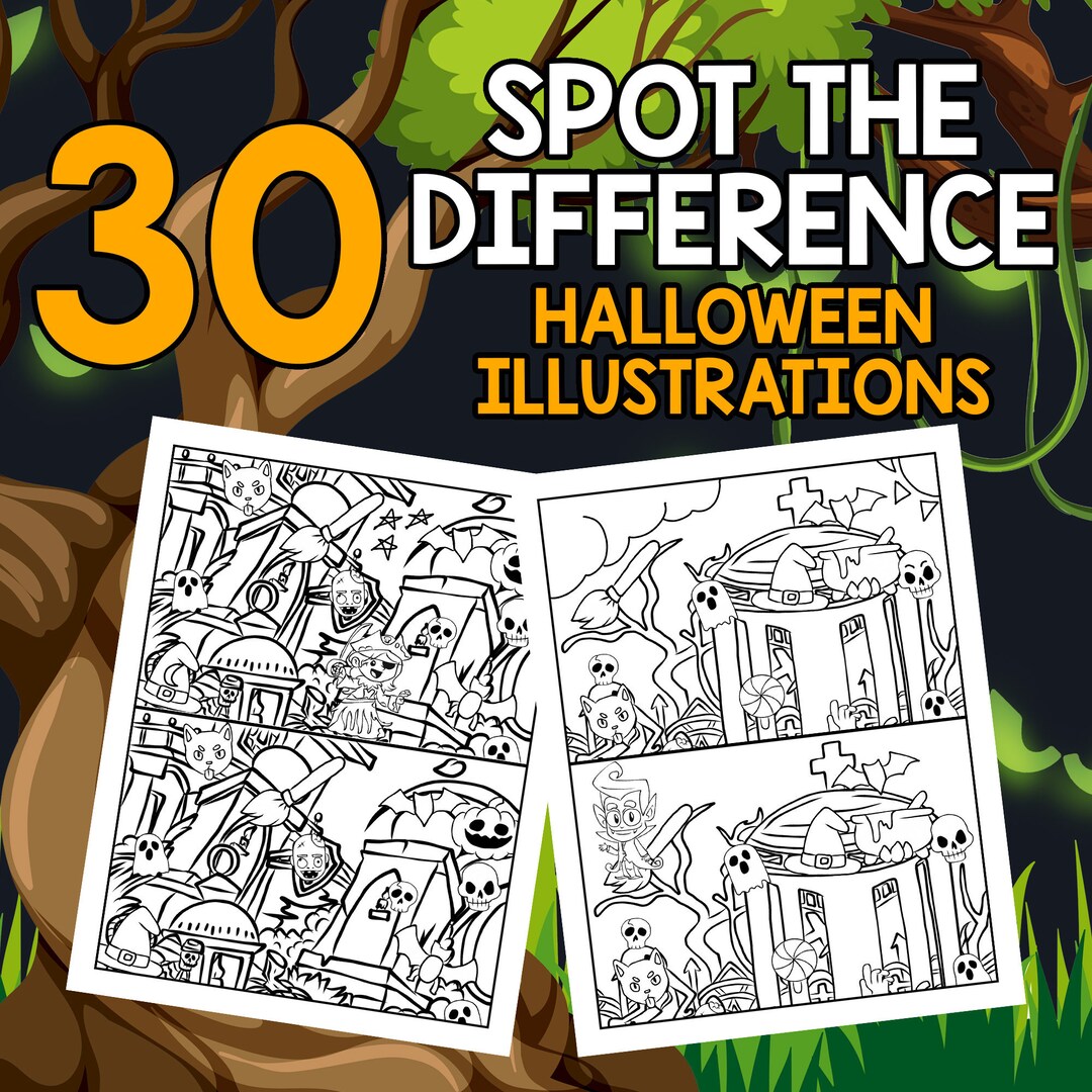 BEST VALUE - 30 Halloween Spot the Difference Pages for Kids! Look for ...