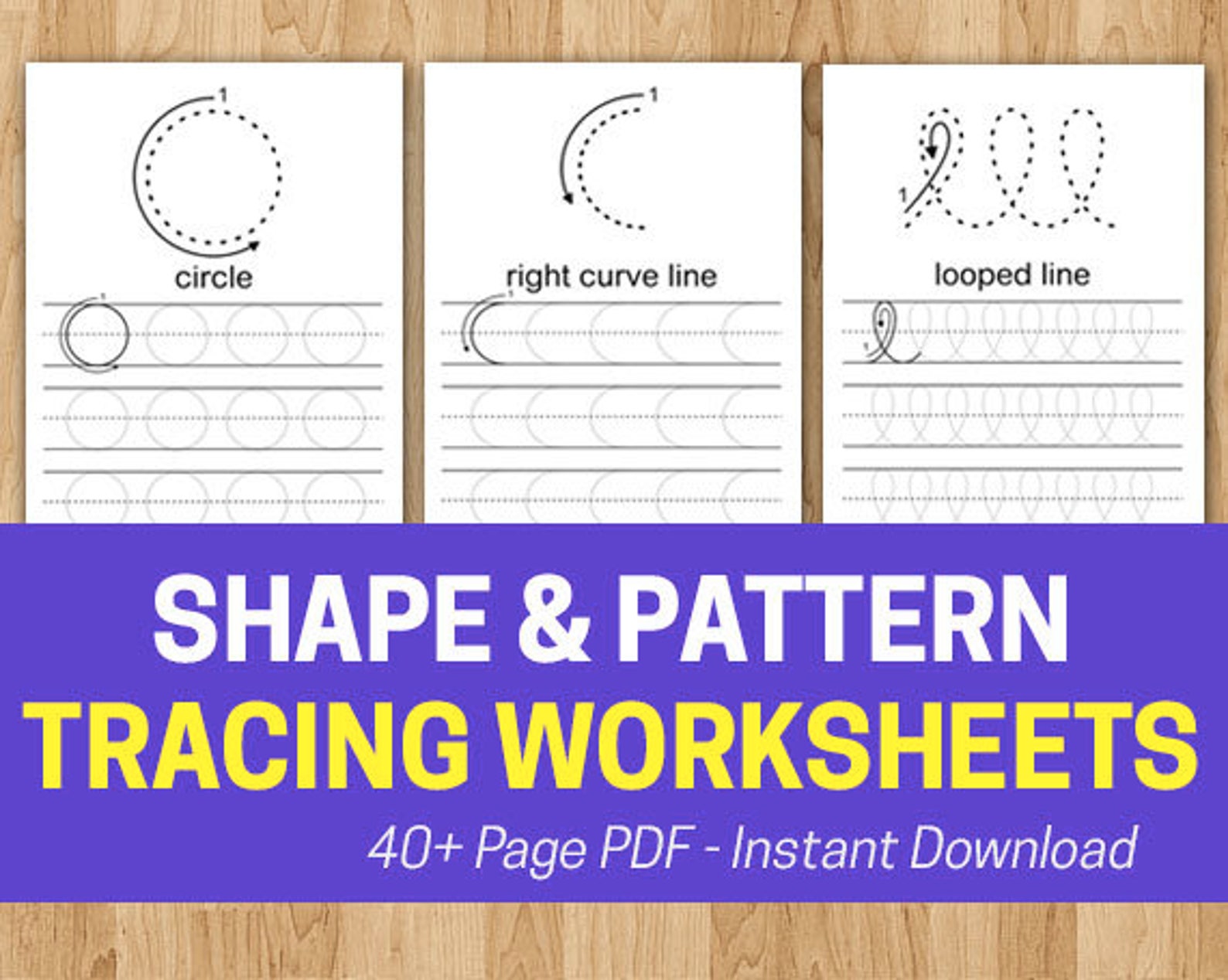 40 Printable Tracing Worksheets For Preschool Toddlers And Etsy