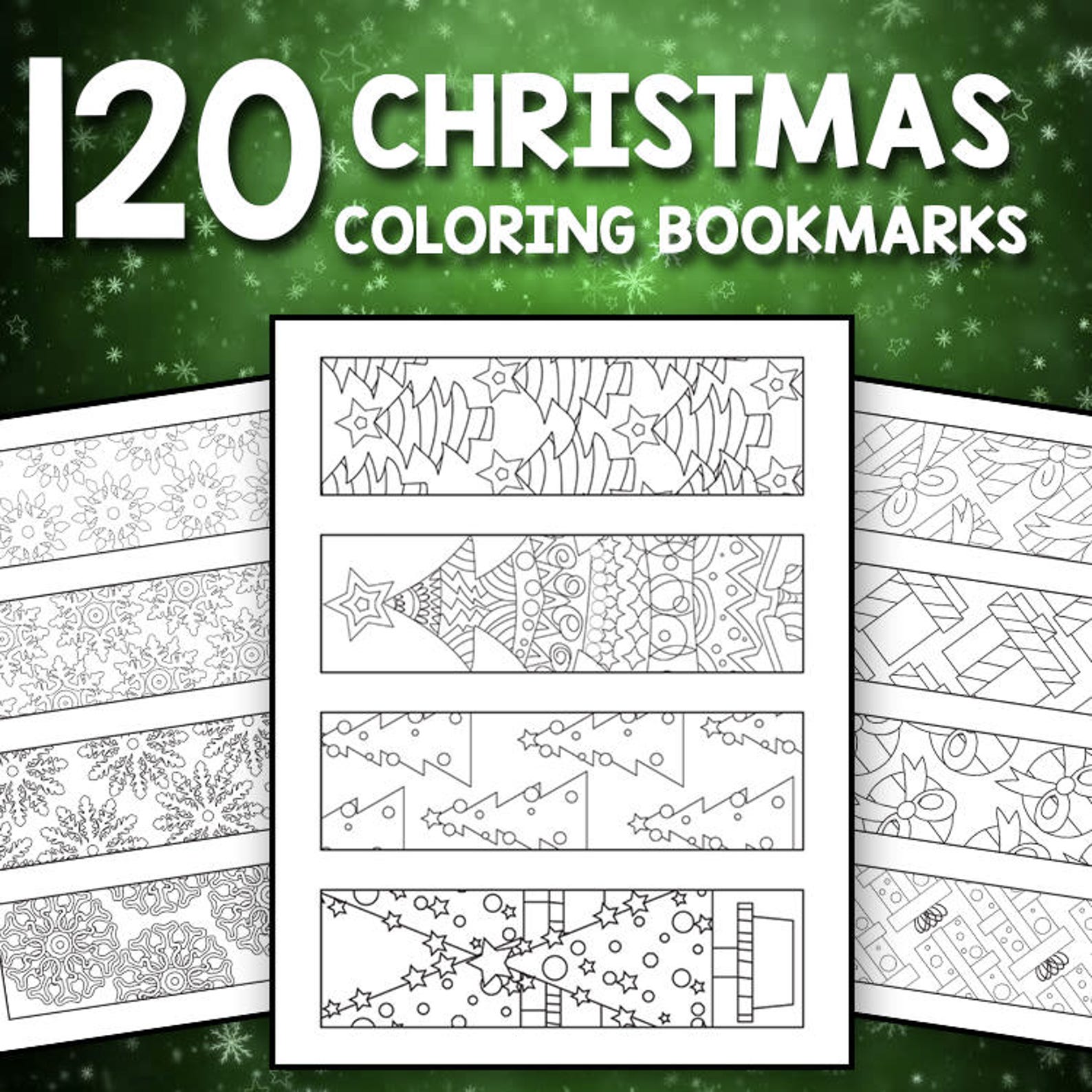 INSTANT DOWNLOAD 120 Printable Christmas Bookmarks to Color for Kids ...