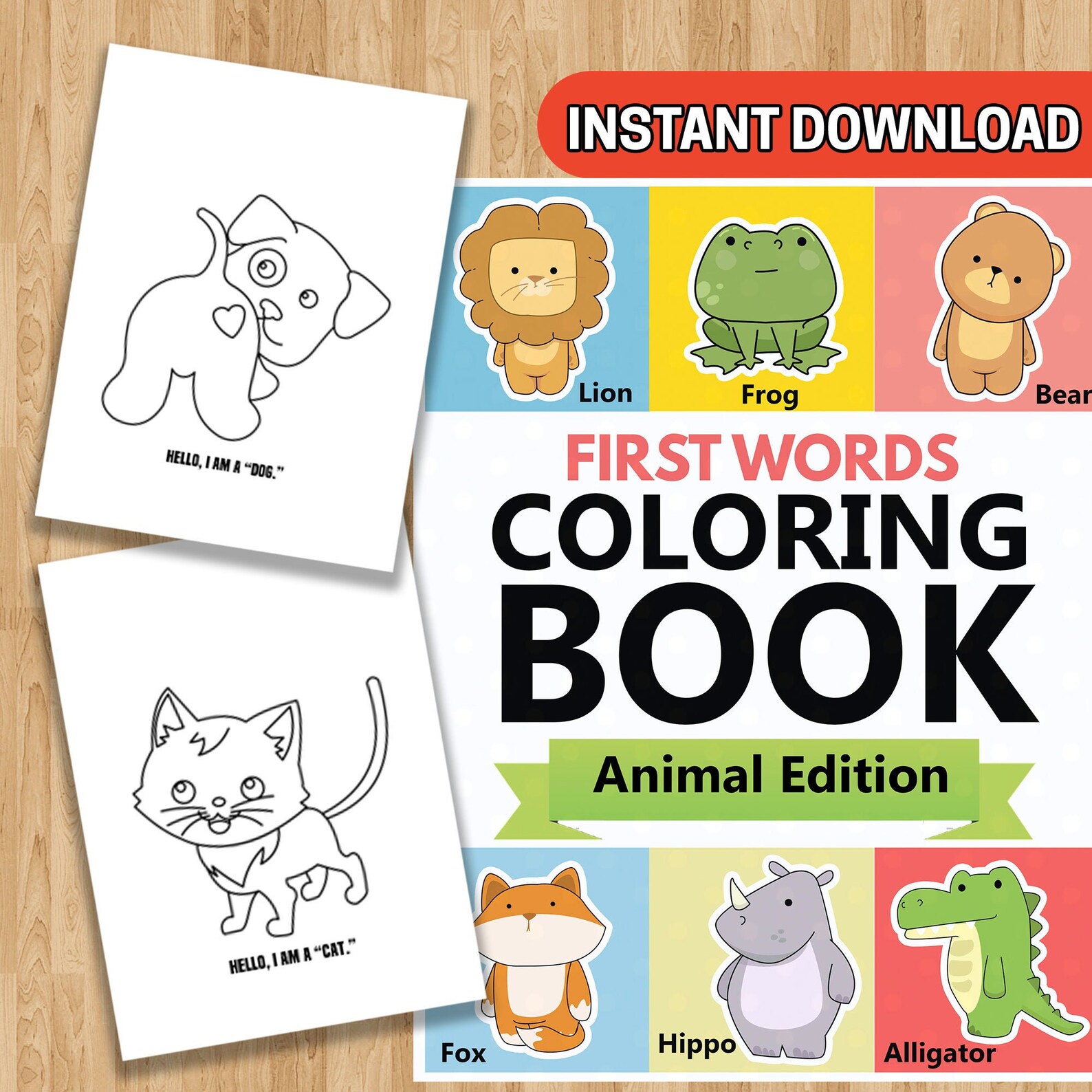 25 First Word Flash Card Coloring Pages Giant Printable - Etsy