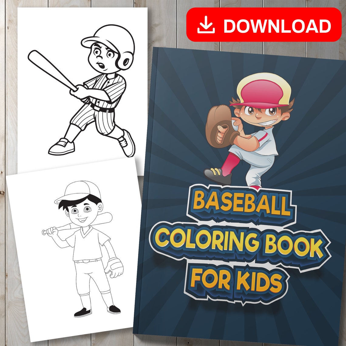 BEST VALUE! Baseball Coloring Book for Kids - Instant Download Cool ...