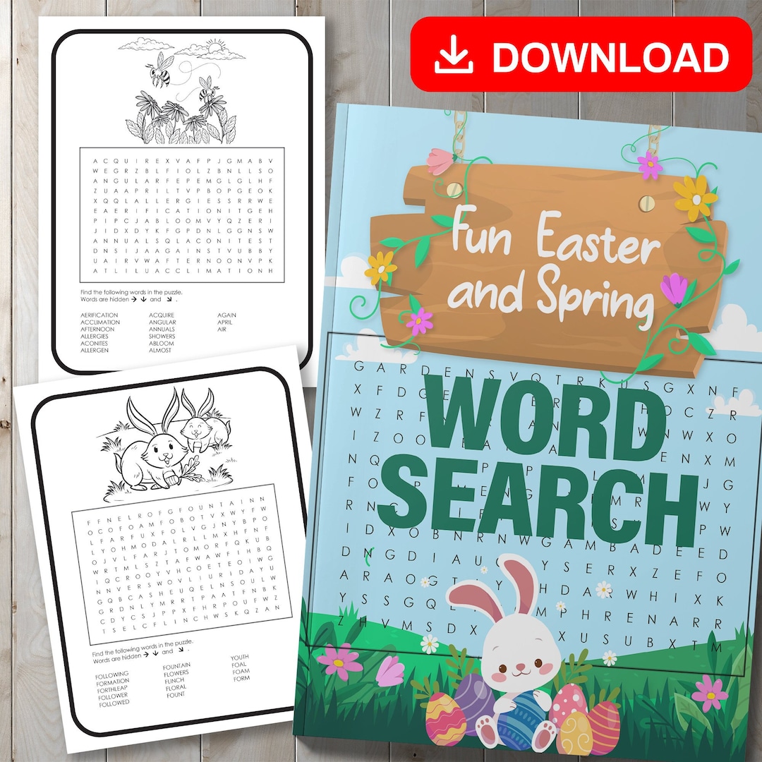 BEST VALUE Fun Easter and Spring Word Search - Instant Download 420 ...