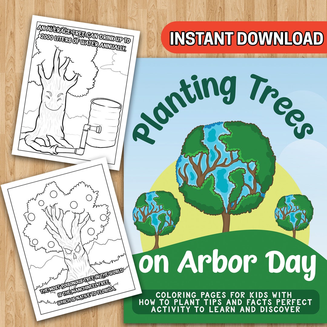 BEST VALUE 30 Planting Trees on Arbor Day - Instant Download Coloring ...