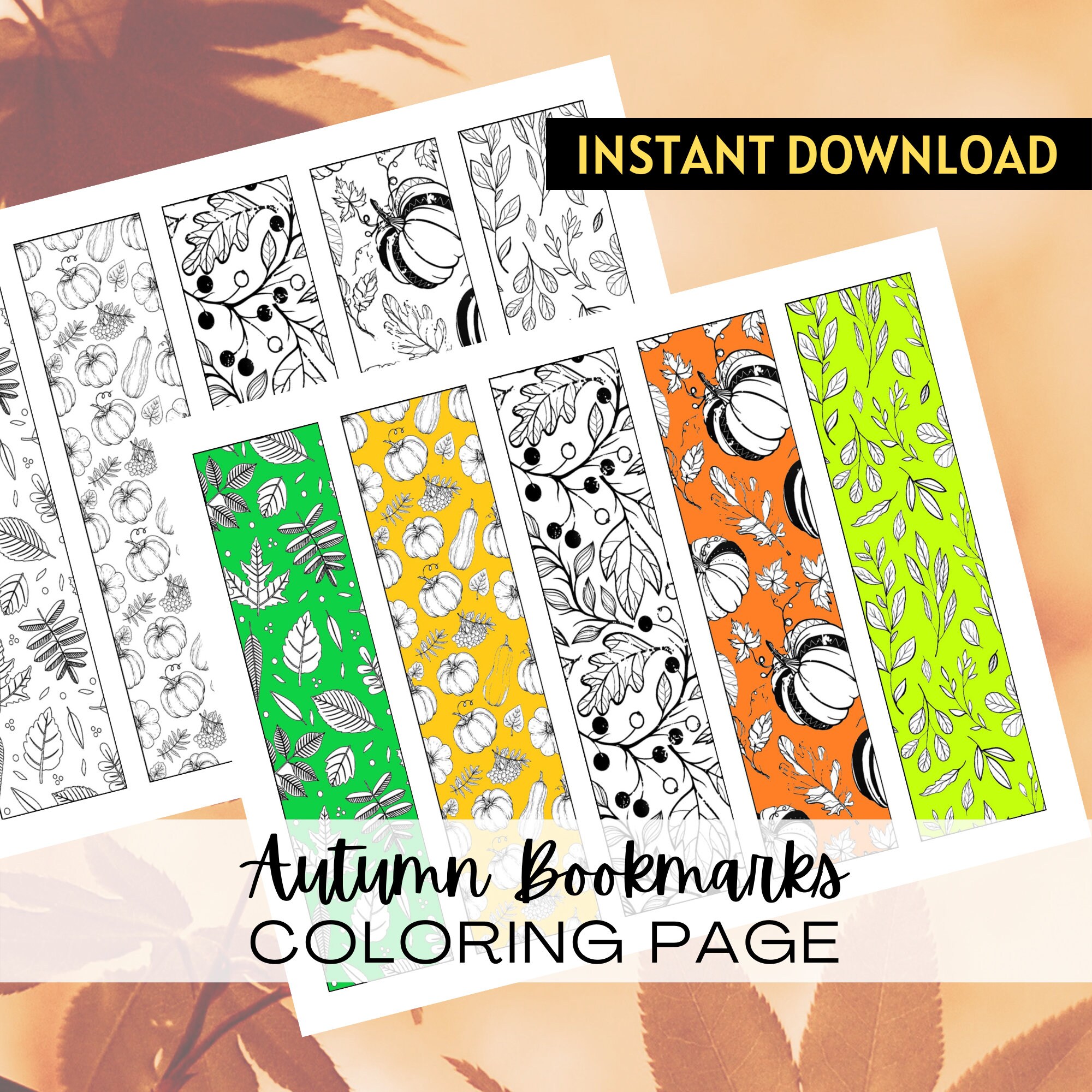 BEST VALUE Autumn Bookmark Coloring Page Instant Download - Etsy