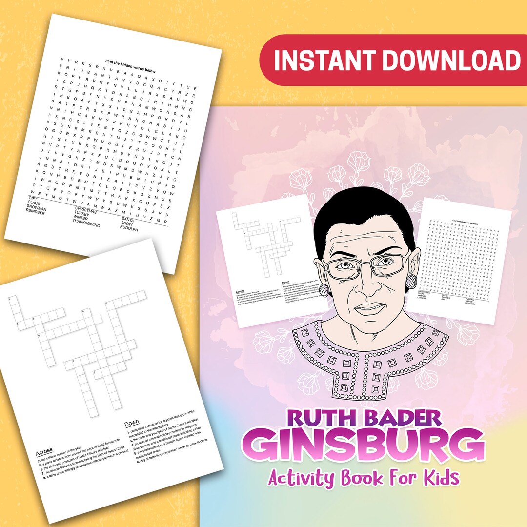 BEST VALUE - 30 Ruth Bader Ginsburg Activity Pages - Instant Download ...