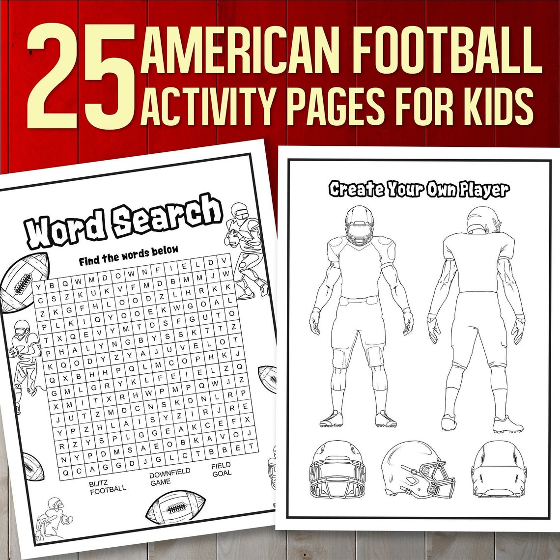 BEST VALUE NFL Activity Book Instant Download 25 Football Sports Pages ...