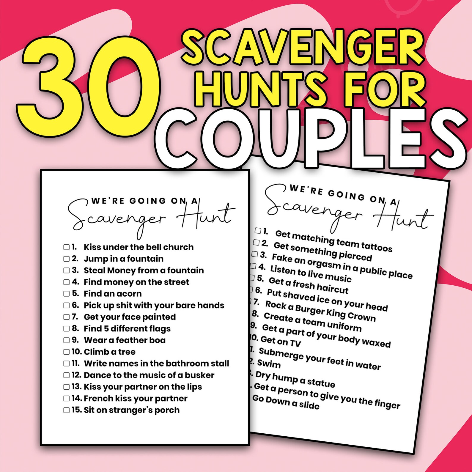 BEST VALUE 50 Instant Download Scavenger Hunt Indoor Game for Couples ...
