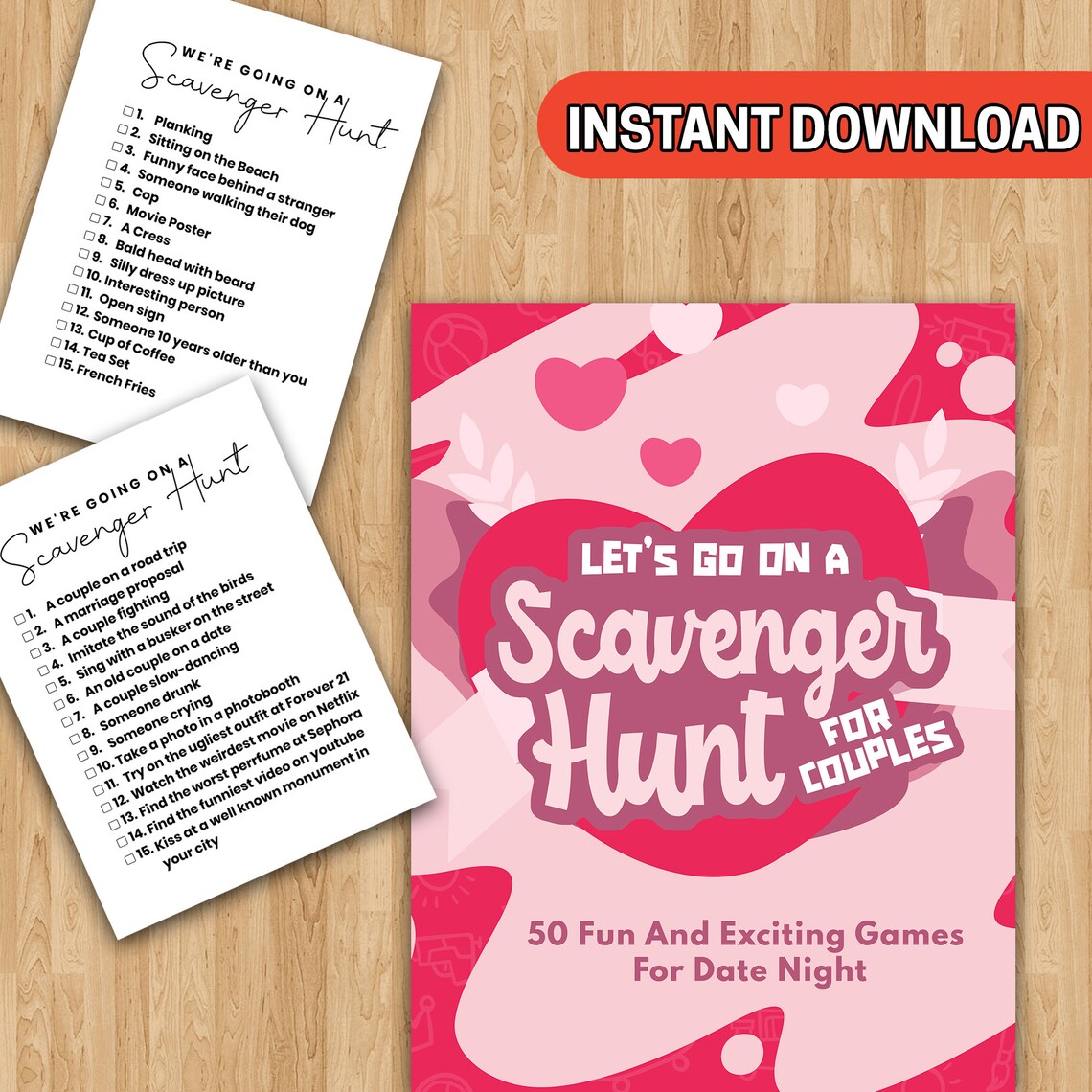 BEST VALUE 50 Instant Download Scavenger Hunt Indoor Game for Couples ...