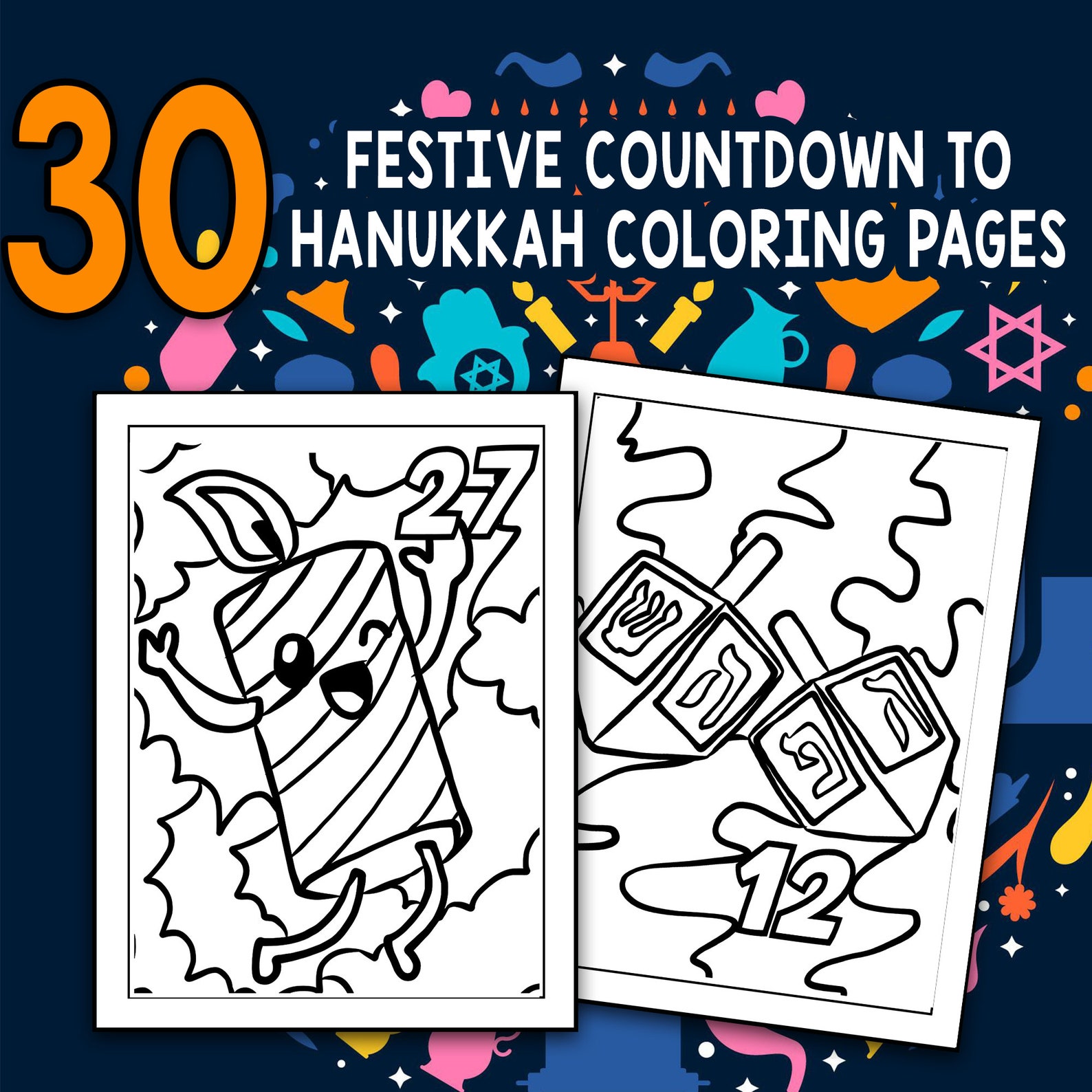 BEST VALUE 30 Countdown to Hanukkah Coloring Book - Instant Download ...