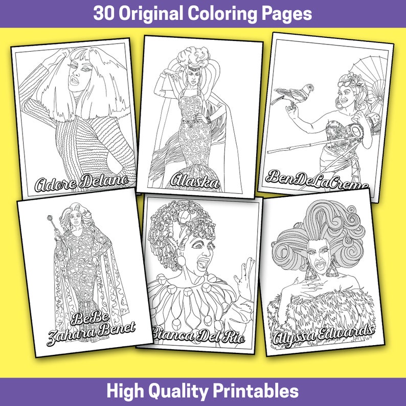 BEST VALUE Fabulous Drag Queens Coloring Book Instant Download A Sassy ...