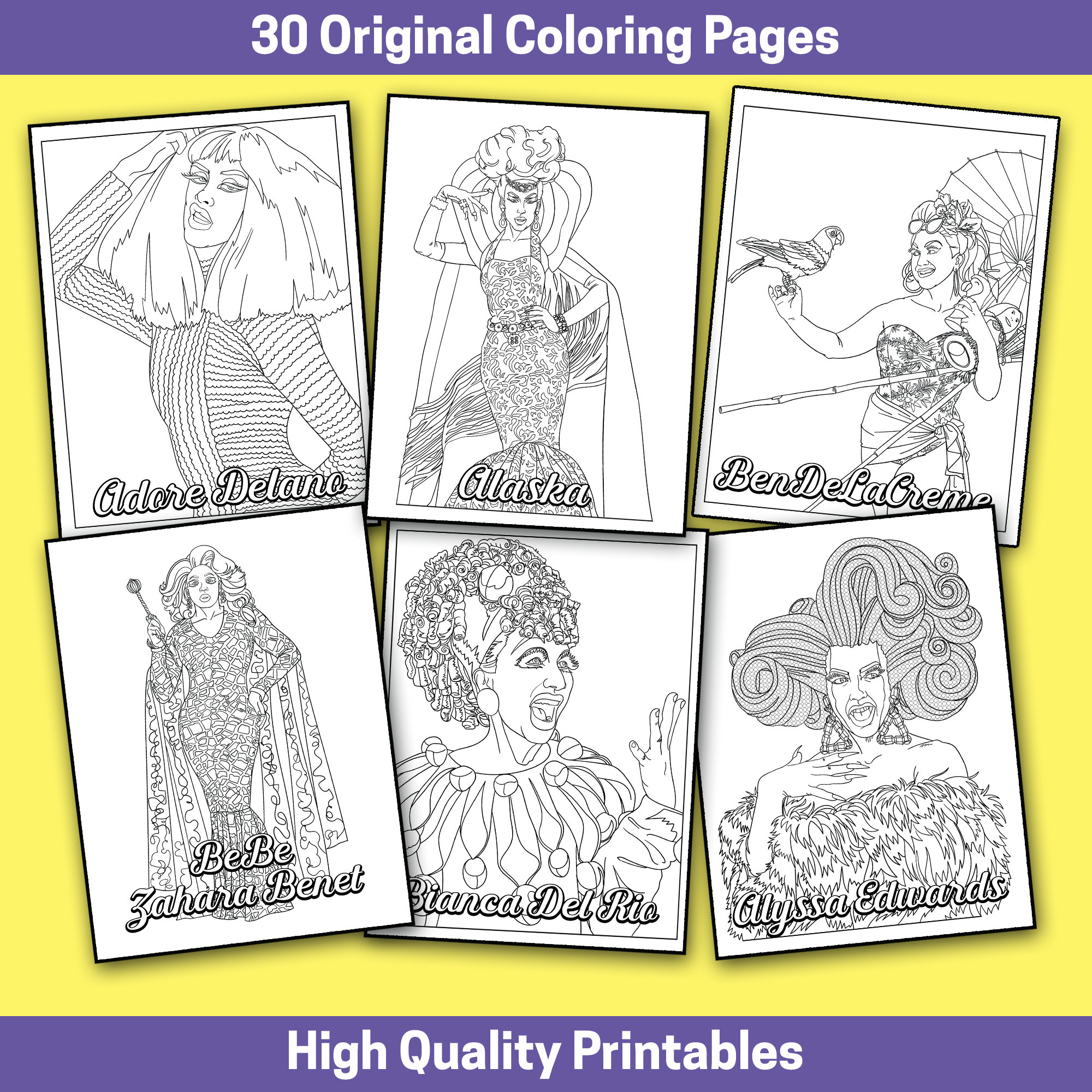 BEST VALUE Fabulous Drag Queens Coloring Book Instant Download A Sassy ...