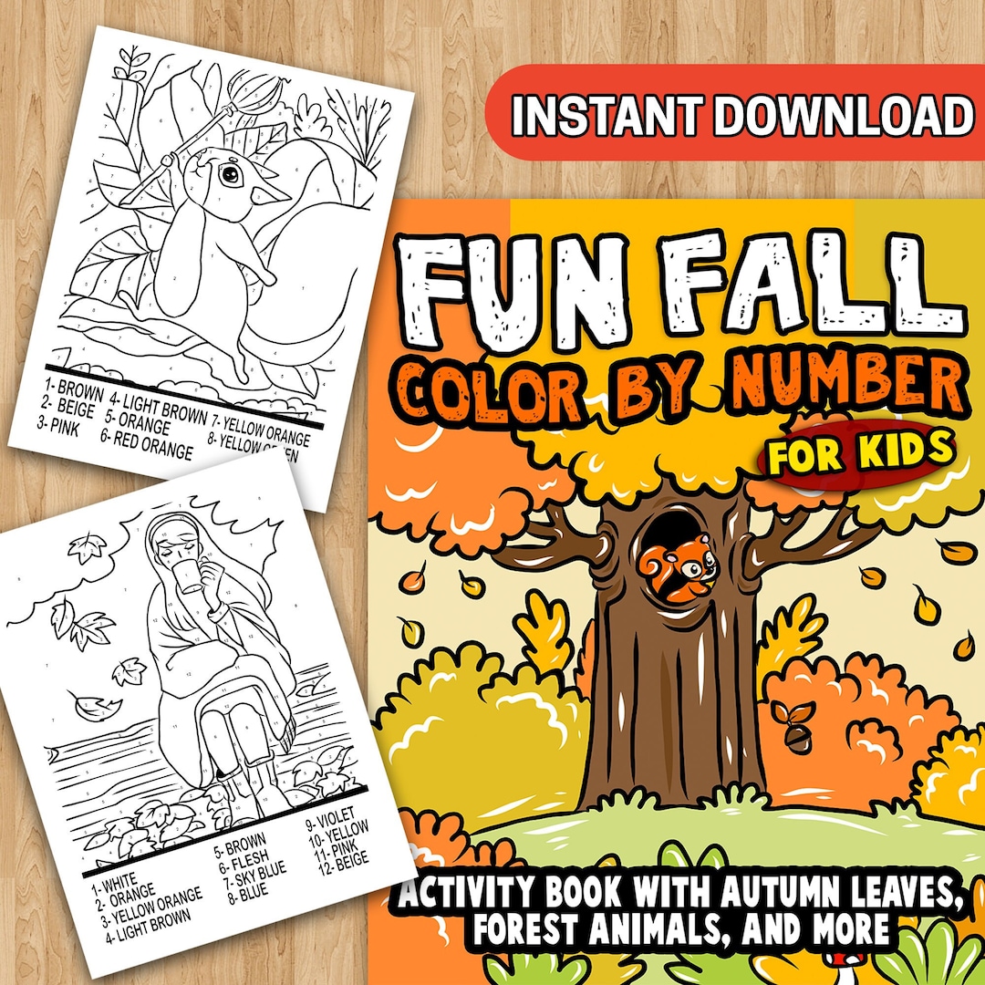 BEST VALUE! 30 Fun Fall Color by Number Coloring Pages - Instant ...