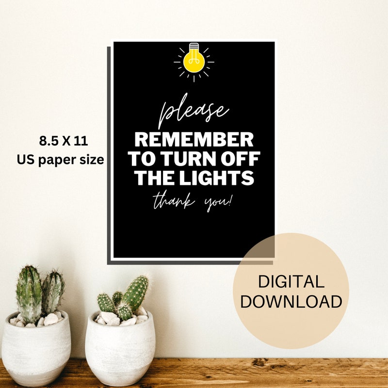 Turn off Lights Sign - Etsy