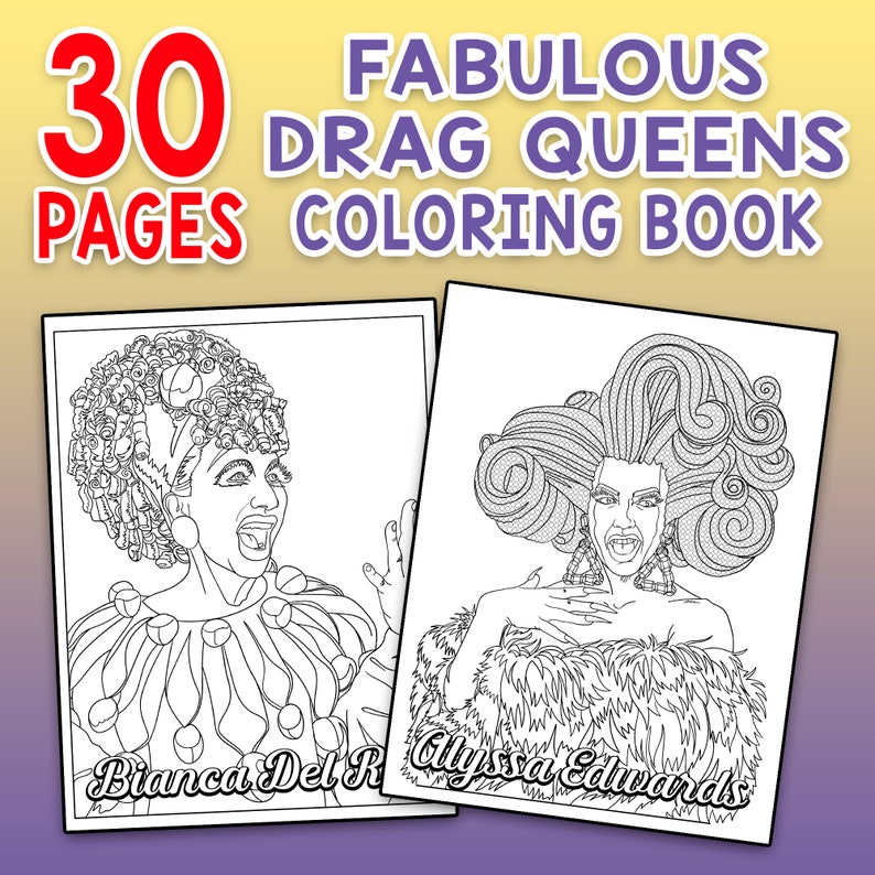 BEST VALUE Fabulous Drag Queens Coloring Book - Instant Download A ...
