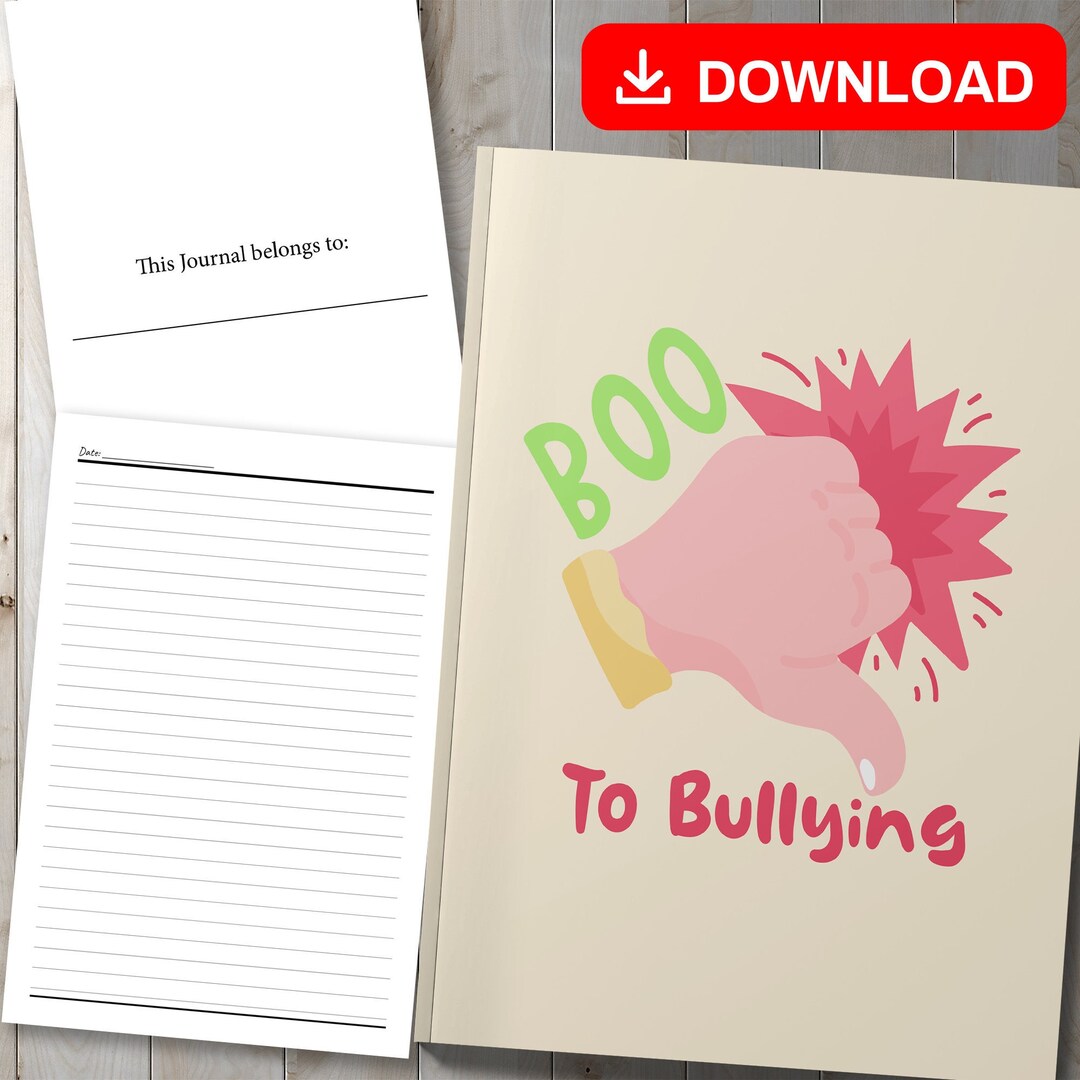 BEST VALUE Boo to Bullying Notebook - Instant Download Writing Diary ...