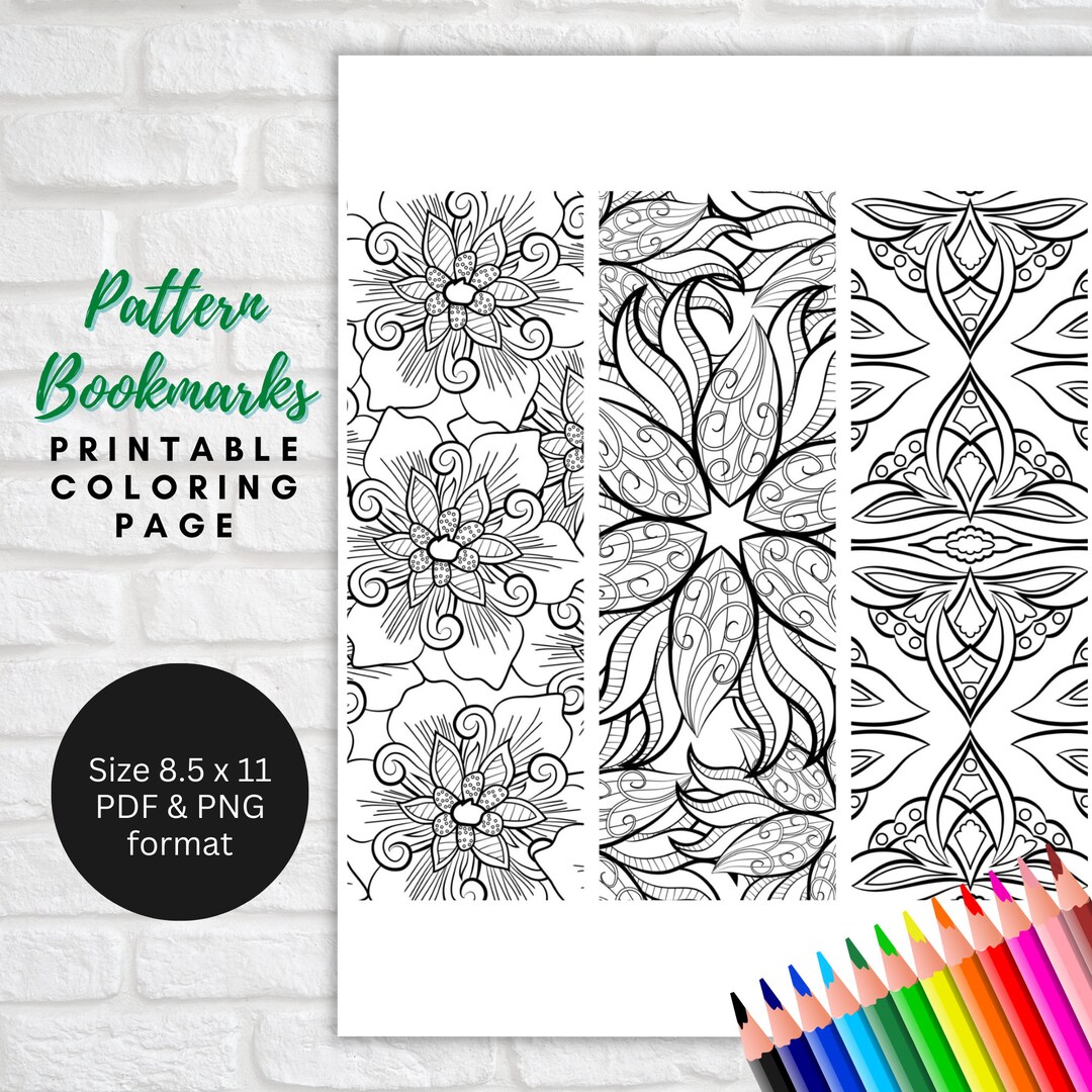 BEST VALUE Beautiful Patterns Coloring Bookmarks Set of 3 Bookmark PDF ...