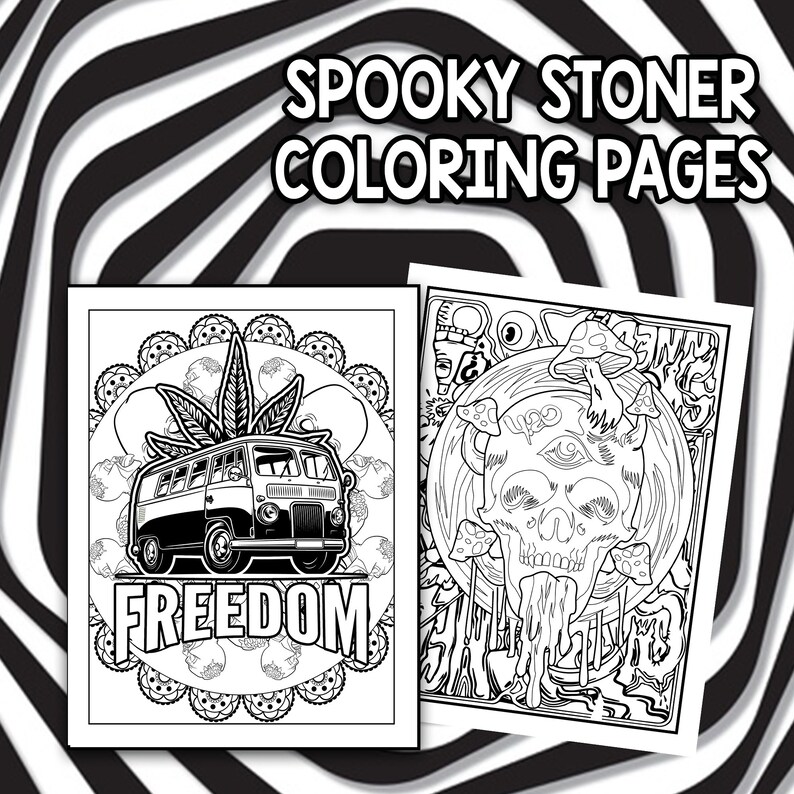 BEST VALUE - 20 Spooky Stoner Coloring Pages - Instant Download A ...