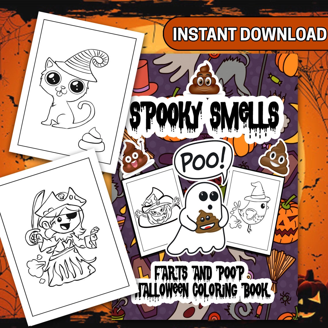 BEST VALUE 20 Spooky Farts and Poop Coloring Pages Instant Download ...