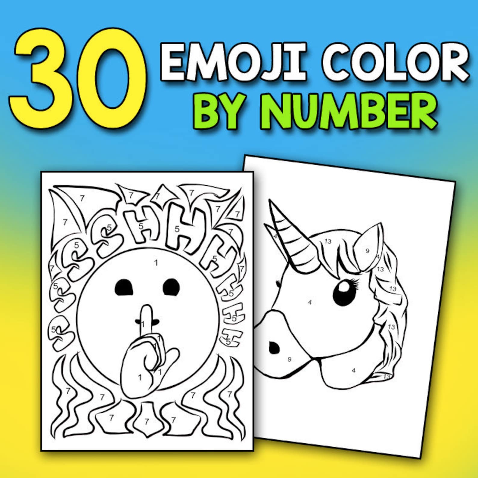 Color by Number for Kids Emoji Coloring Activity Book for Kids - Etsy