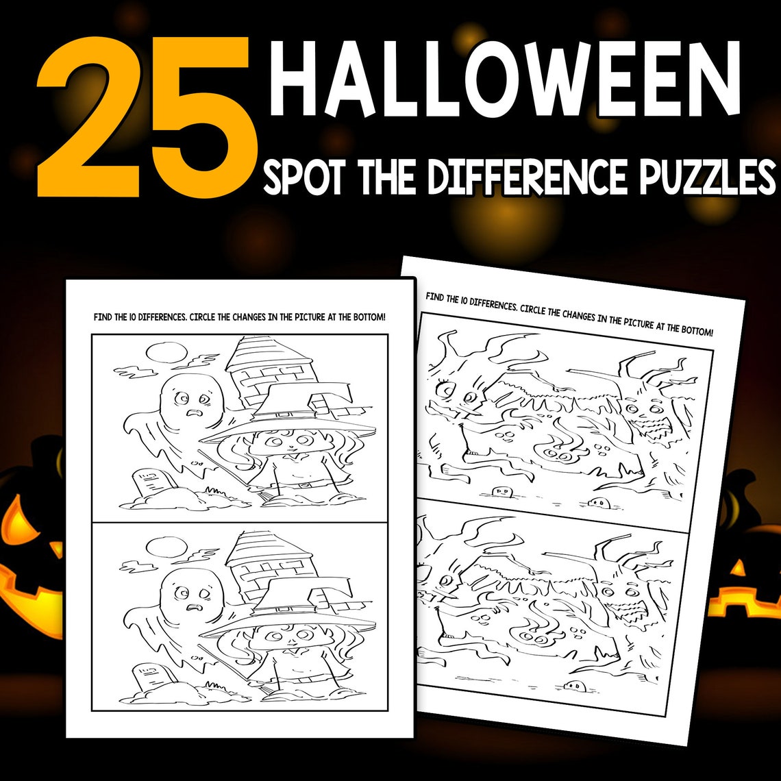 BEST VALUE 25 Spot the Difference Puzzles Instant Download Halloween ...